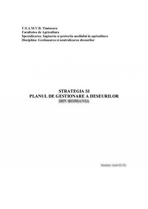 Referat: Gestionarea deșeurilor în România (#438218)