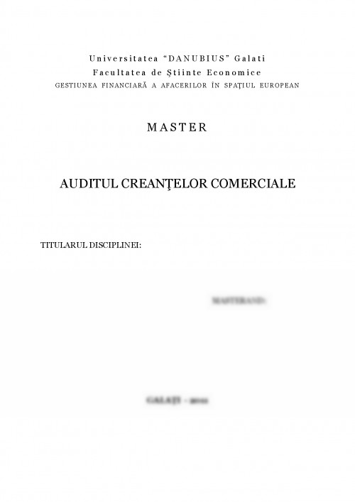Referat: Auditul Creanțelor Comerciale (#439202)