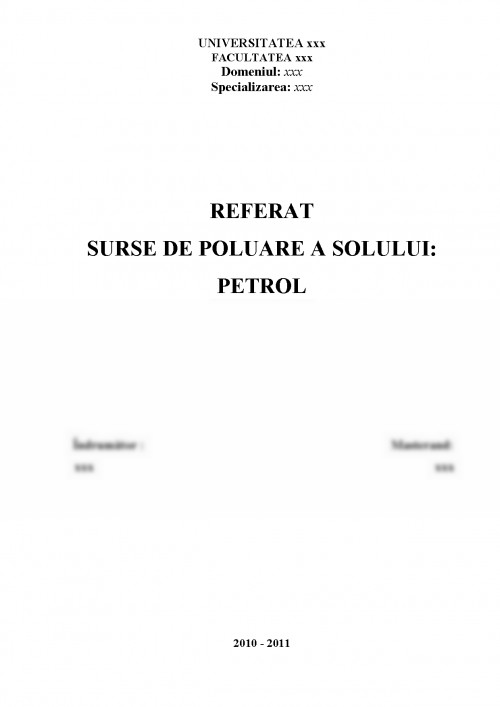 Referat: Surse de Poluare a Solului - Petrolul (#442673)