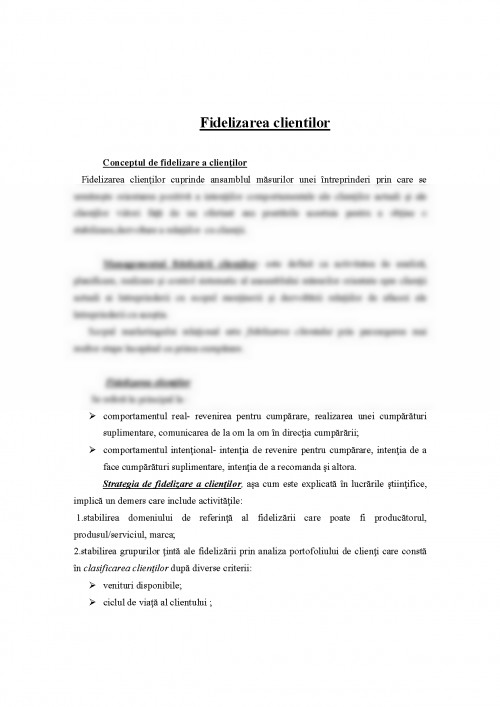 Referat: Managementul marketingului - fidelizarea clienților (#442886)