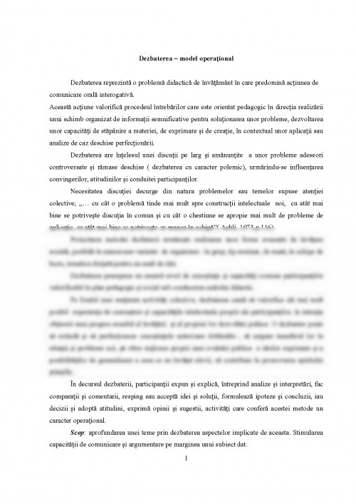Referat: Dezbaterea - Model Operațional (#443994)