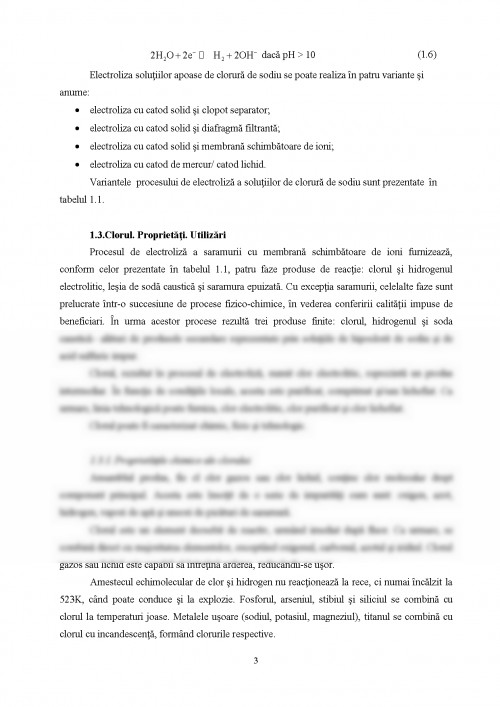 Referat: Clorul în procesul de electroliză a soluțiilor de clorură de ...