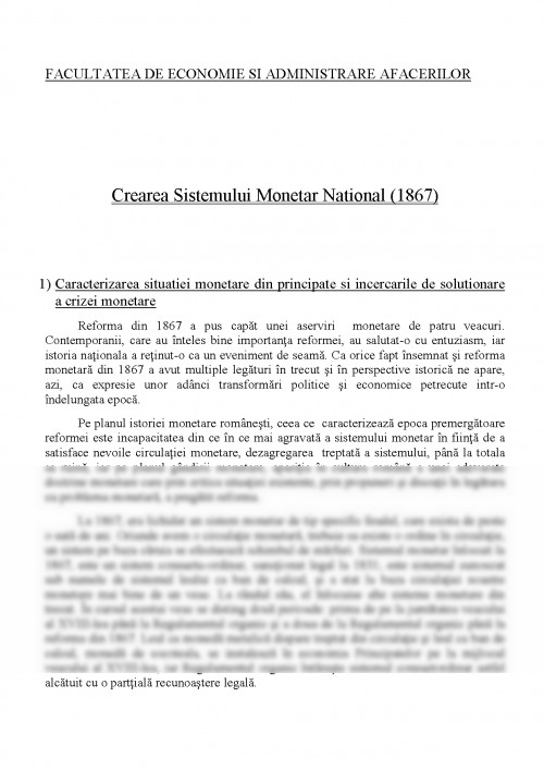 Referat: Crearea sistemului monetar național (#445109)