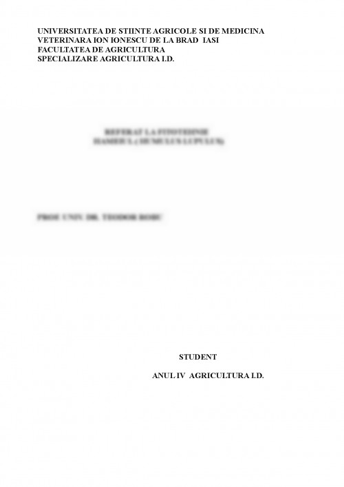 Referat: Hameiul (Humulus Lupulus) (#445707)