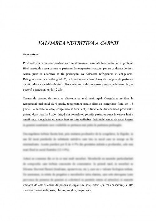 Referat: Valoarea nutritivă a cărnii (#446691)