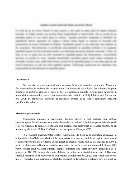 Referat: Analiza avariei unui bolț dintr-un motor diesel (#446696)