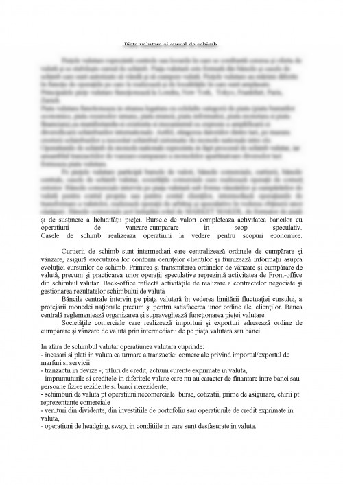 Referat: Piața valutară și cursul de schimb (#447762)