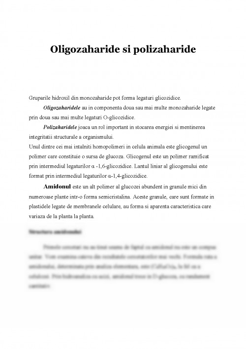 Referat: Oligozaharide și Polizaharide (#448546)