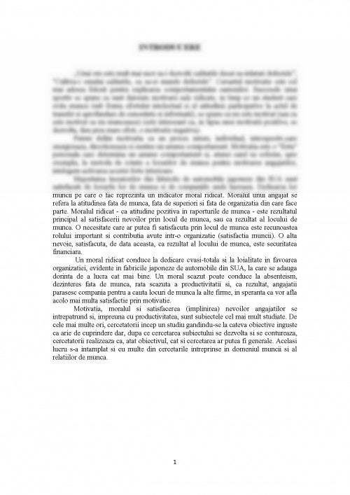 Referat: Motivarea personalului într-o întreprindere (#449176)