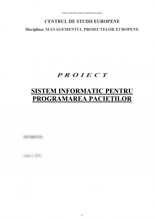 Referat: Sistem informatic pentru programarea pacienților (#449936)