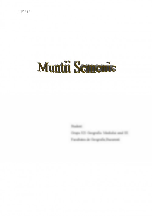 Referat: Munții Semenic (#450439)