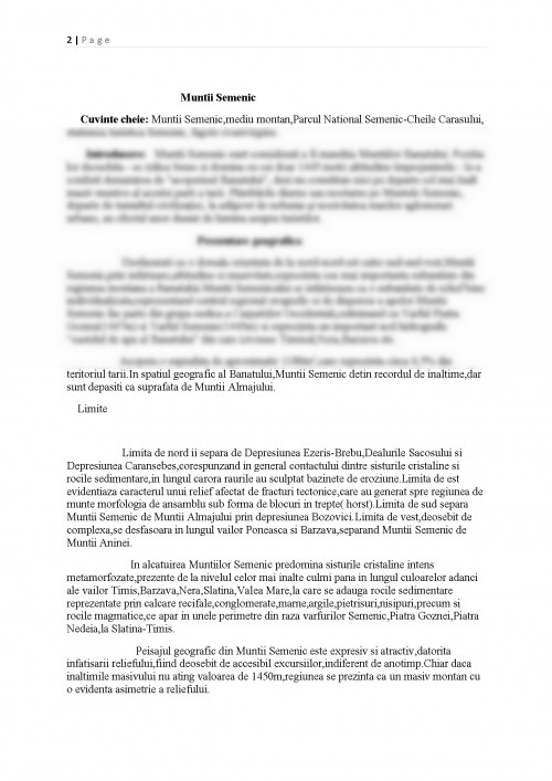 Referat: Munții Semenic (#450439)