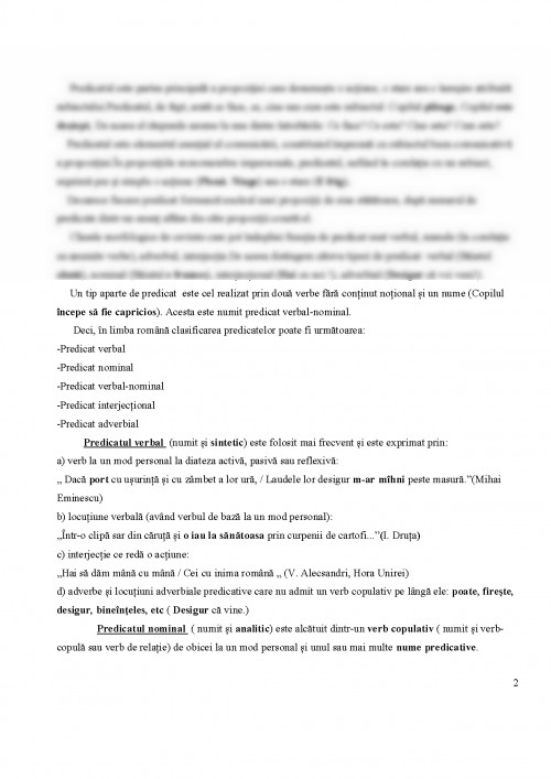 Referat: Predicatul Verbal și Predicatul Nominal în Limba Română (#450638)