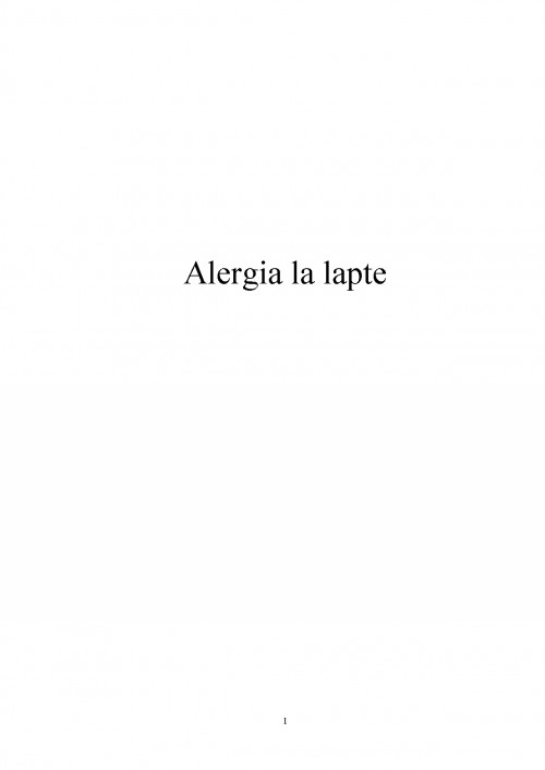 Referat: Alergia la Lapte (#450965)
