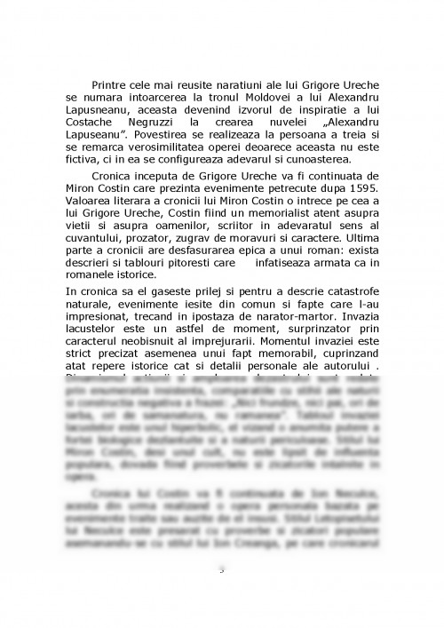 Referat: Arta portretului și a narațiunii în opera cronicarilor ...