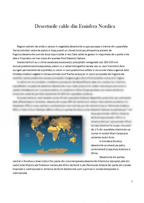 Referat: Deșerturile calde din emisfera nordică (#453190)