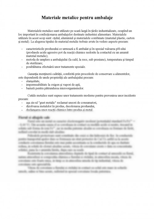 Referat: Materiale Metalice pentru Ambalaje (#454832)