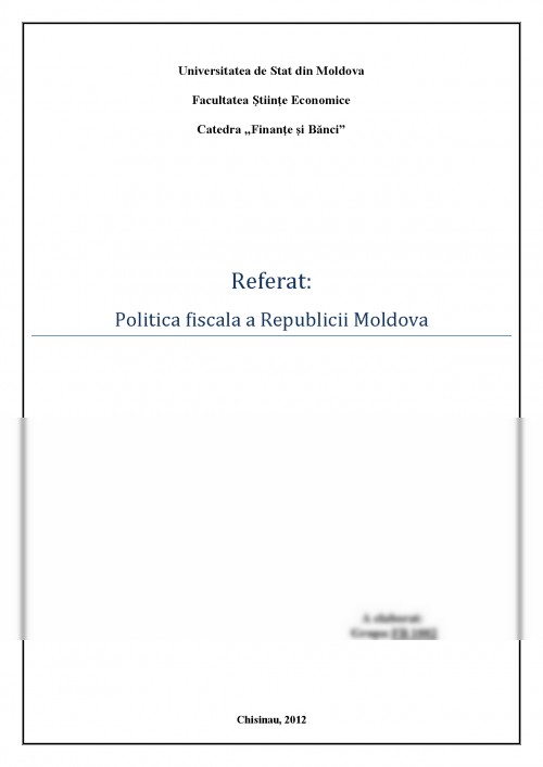 Referat: Sistemul fiscal din Republica Moldova (#455824)