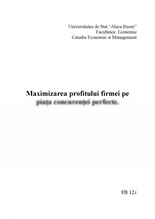 Referat: Maximizarea Profitului Firmei pe Piața Concurenței Perfecte ...