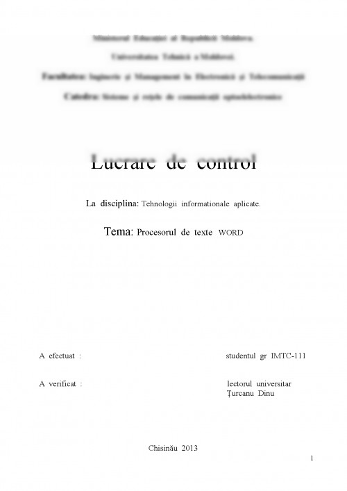 Referat: Procesorul de Texte Word (#461282)