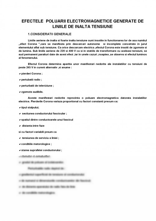 Referat: Efectele poluării electromagnetice generate de liniile de ...