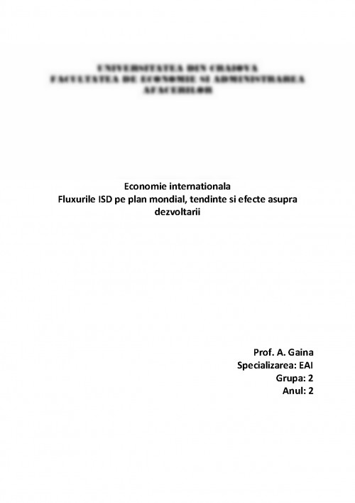 Referat: Fluxurile ISD pe plan mondial, tendințe și efecte asupra ...