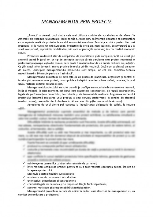 Referat: Managementul prin Proiecte (#477379)