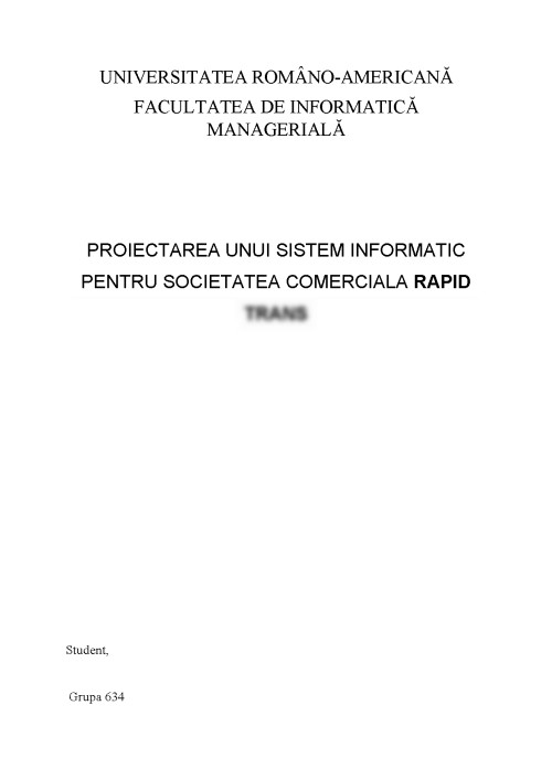 Proiect: Proiectarea unui sistem informatic pentru societatea ...