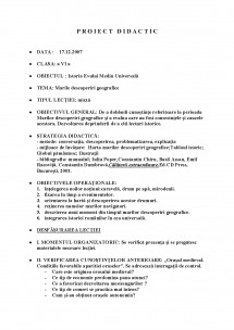 Proiect: Marile descoperiri geografice - plan de lecție (#126829)