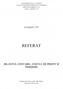 Referat: Bilanțul contabil, contul de profit și pierdere (#348736)